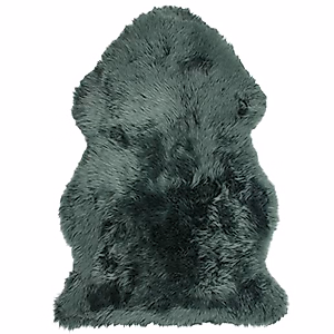 HUAHOO Premium Genuine Sheepskin Rug Green Real Australia Sheepskin Natural Luxury Fluffy Lambskin Fur Area Rug Seat Covers for Kids Bedroom Sofa Chair Cover Double Pelt/2' x 3' Cypress Green