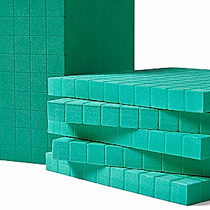 hand2mind Green Foam Base Ten Blocks Complete Set, Place Value Blocks, Counting Cubes for Kids Math, Base 10 Math Manipulatives for Kids, Kindergarten Homeschool Supplies (Set of 1610)