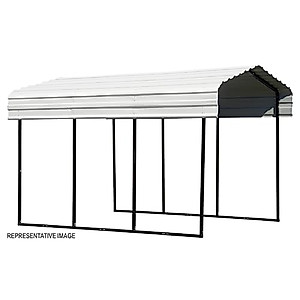 Arrow Carports Galvanized Steel Carport, Compact Car Metal Carport Kit, 10' x 24' x 9', Eggshell