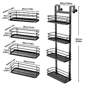 ODesign Shower Caddy Hanging Over the Door Bathroom Kitchen Shelves Organizer Basket Rustproof - Black