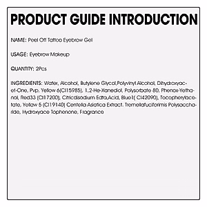 LOKFAR 2 Pcs Peel Off Tattoo Eyebrow Gel, Natural Eye-brow Gel Long-Lasting Waterproof Eyebrow Peel Off Tattoo Brow Tattoo Makeup, Eyebrow Tattoo Peel Off for All Types of Eyebrows (Gray Brown)