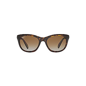 Ray-Ban Women's RB4216 Square Sunglasses, Light Havana/Polarized Brown Gradient, 56 mm