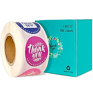 PARLAIM 500pcs Thank You Stickers 6 Color 1.5" Thank You for Supporting My Small Business Stickers Thank You Business Stickers Roll Small Thank You Labels for Business