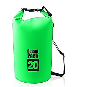 Acever Outdoor Dry Sack/Floating Waterproof Bag 2L/3L/5L/10L/15L/20L/30L for Boating, Kayaking, Hiking, Snowboarding, Camping, Rafting, Fishing and Backpacking (Green, 20L)