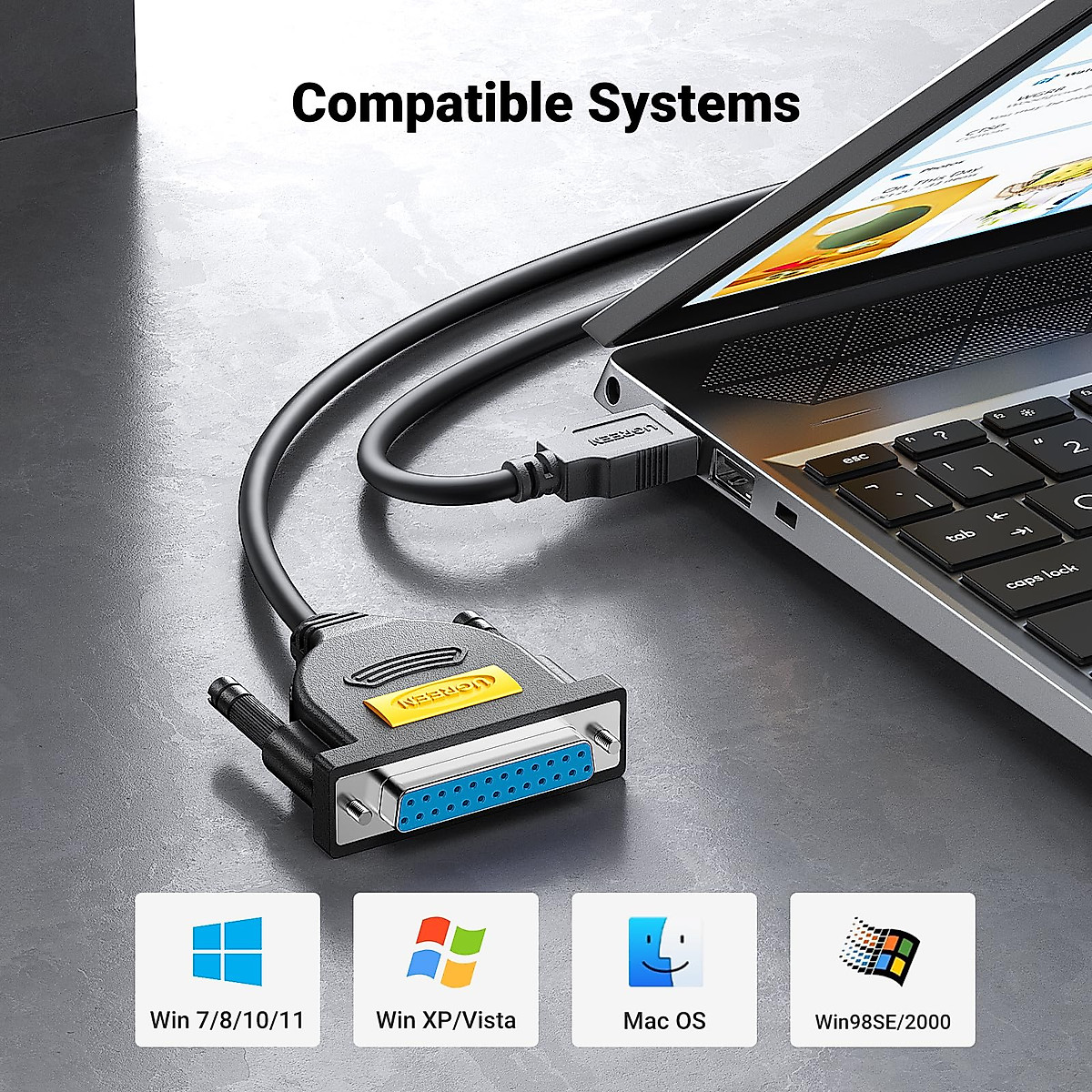 UGREEN 6ft USB to DB25 Parallel (25 Pin) Printer Cable Adapter 6FT Male to Female Connector DB25 IEEE 1284 Converter for Old Printer Support Windows 7/8/10/11/Mac/Linux