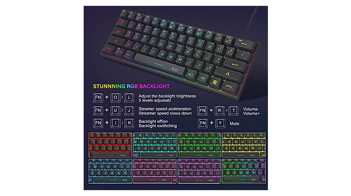 MageGee Mini 60% Gaming Keyboard RGB Backlit Compact Keyboard