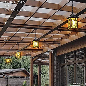 WHYA 30cm Victoria Retro Chain Adjustable Ceiling Pendant Lamp Aluminum Glass E27 Exterior Rainproof Hanging Lantern European Villa Garden Courtyard Porch Terrace Outdoor Droplight Chandelier