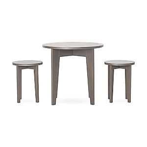 Child Craft Cirque Wooden Kids Table and 2 Chair Set, 3-Piece, Includes Wooden Kids Table with 4 Legs and 2 Modern Chairs, Non-Toxic, Baby Safe Finish (Cool Gray)