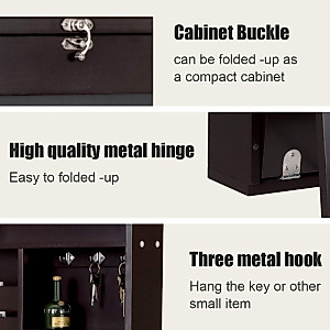 Tangkula Wall Mounted Desk, Floating Desk with Chalkboard, Space Saving Fold Up Wall Convertible Desk, Multi-Function Wall Mounted Table with Storage Shelves & Hooks（No Assembly Required）