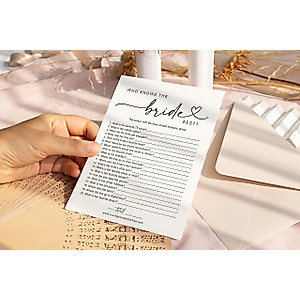 Your Main Event Prints Bridal Shower Games Who Knows The Bride Best, Fun Activities for Weddings, Bridal Showers and Bachelorette Parties (White)