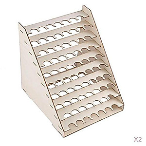 misppro 2pcs 75 Pots Wooden Pigment Paint Bottle Rack Model Organizer Storage Holder