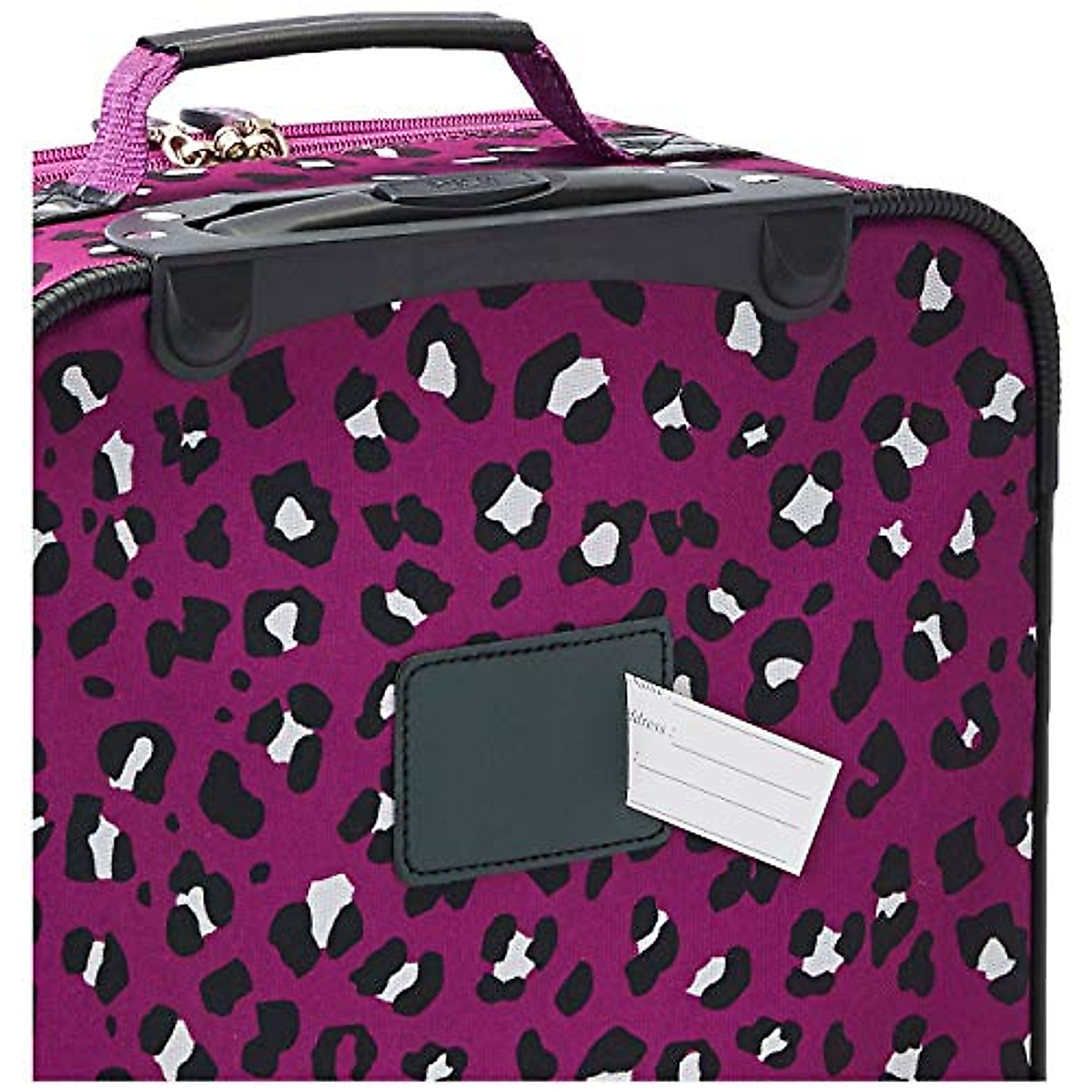 Rockland Fashion Softside Upright Luggage Set, Expandable,Telescopic Handle,Wheel, Purple Leopard, 2-Piece (14/19)