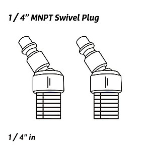 WYNNsky Industrial 1/4" NPT Male Thread Swivel Air Plug- 2 Pieces 1/4 inch Automotive Steel Swivel Coupler Plug