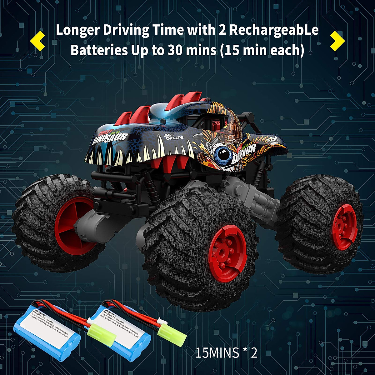 NETNEW Boys Toys RC Cars Tyrannosaurus Dinosaur Monster Trucks for Kids Off Road 20+MPH All Terrain 4WD Remote Control Car 6 7 8 Years Old