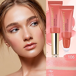 LSxia Liquid Blush Makeup Wand, Cream Liquid Blush with Cushion Applicator For Cheeks Tint, Natural-looking, Glow Dewy Finish, Weightless Blendable Liquid Blush Stick | #106 ELEGANT-Soft Pink
