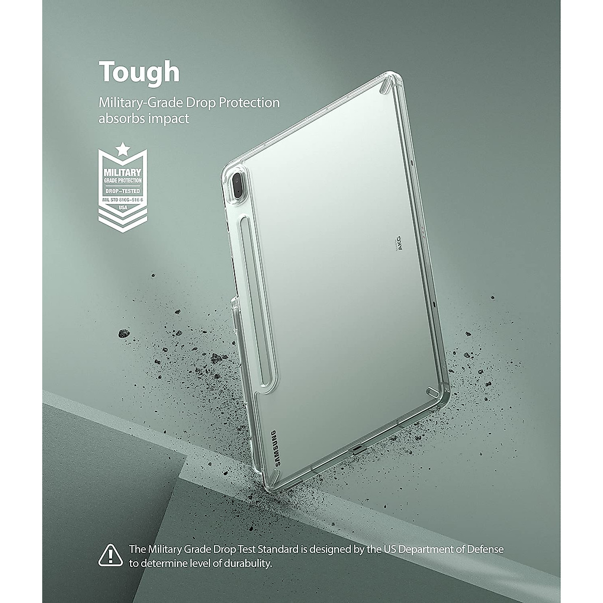 Ringke Fusion Designed for Galaxy Tab S7 FE Case 12.4-inch (2021), Transparent Hard Back Shockproof Bumper Tablet Back Cover with Side S Pen Holder - Clear