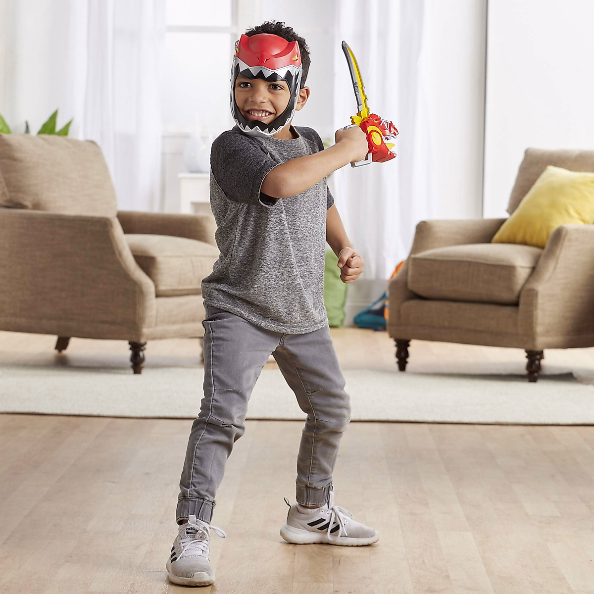 Power Rangers Playskool Heroes Zord Saber, Red Ranger Roleplay Mask with Sword Accessory, Great for Toddler Halloween Costume, Dino Charge-Inspired Toy, 3+ (Amazon Exclusive)