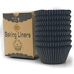 Bake Choice 200pcs Standard Black cupcake liners for baking,food grade cupcake wrappers,greaseproof parchment muffin liners.