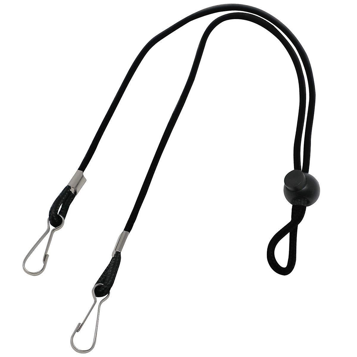 2 Pack - Adjustable Length Face Mask Lanyard - Handy & Convenient Safety Mask Holder & Hanger - Comfortable Around The Neck Facemask Rest & Ear Saver - Easy On & Off by Specialist ID (Black)