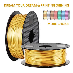 Silk Gold PLA Filament 1.75mm, MCHYI Silk Shiny 3D Printer Filament, 1kg 1 Spool