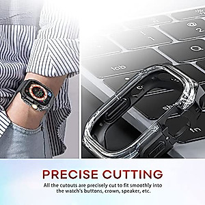 Armor Case for Apple Watch Ultra 49mm Case, Soft Matte Bumper + Hard Clear Face Frame, Military-Grade Anti-Scratch & Shockproof Watch Cover for Apple Watch Ultra Case 49mm Accessories - Black