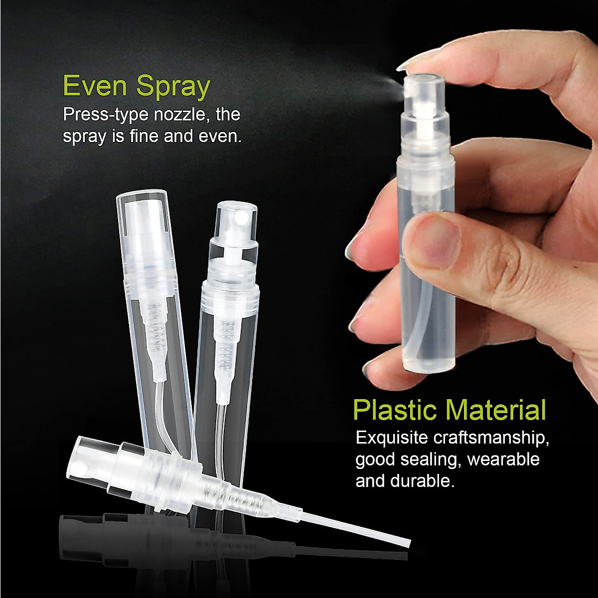 Fandamei 60 Pack 3ml Mini Clear Plastic Spray Bottle Empty Cute Perfume Atomizer for Cleaning, Travel, Essential Oils, Perfume.