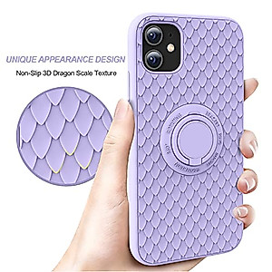 TISOOG for iPhone 11 Case [Cute 3D Dragon Scale Series] with Kickstand, Anti-Scratch Microfiber Lining, Liquid Silicone Gel Rubber Shockproof Drop Protection Case for iPhone 11 - Light Purple
