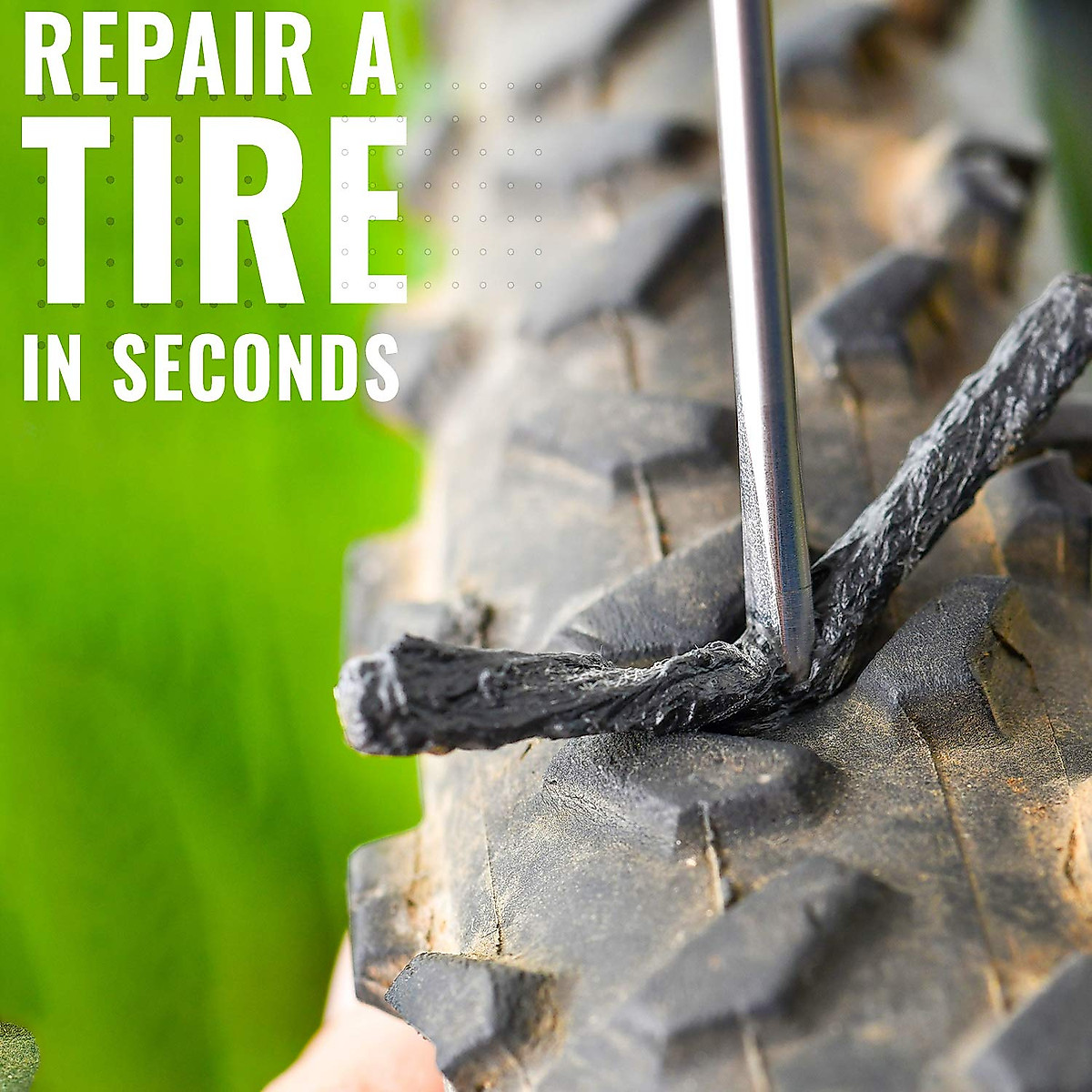 PRO BIKE TOOL Tubeless Bike Tire Repair Kit – for MTB and Road Bicycle Tires – Fix a Puncture or Flat, Fast – Tackle Set Includes Storage Canister, Plugger Tool and Plugs - 5 Bacon and 5 Black Strips