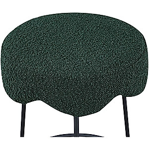 Meridian Furniture 513Green-C Fleur Collection Modern | Contemporary Boucle Fabric Upholstered Counter Stool with Matte Black Metal Legs, 17.5" W x 17.5" D x 26" H, Green
