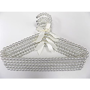 Pearl Clothes Beads Hangers for Kids Baby Girl Infant Toddler Childerns for Fancy Dress Closet Hanger Elegant Gift Ideas Metal Hangers (5 Pack) White