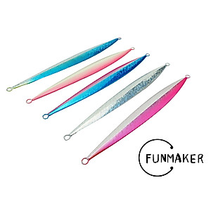 Funmaker 40g-620g Fishing Saltwater jigs Speed Jigging Slow Jigging Pitching Lures Vertical Jigging Artificial Lures Vertical Jigs Saltwater Artificial Bait (Laser pink,500g)