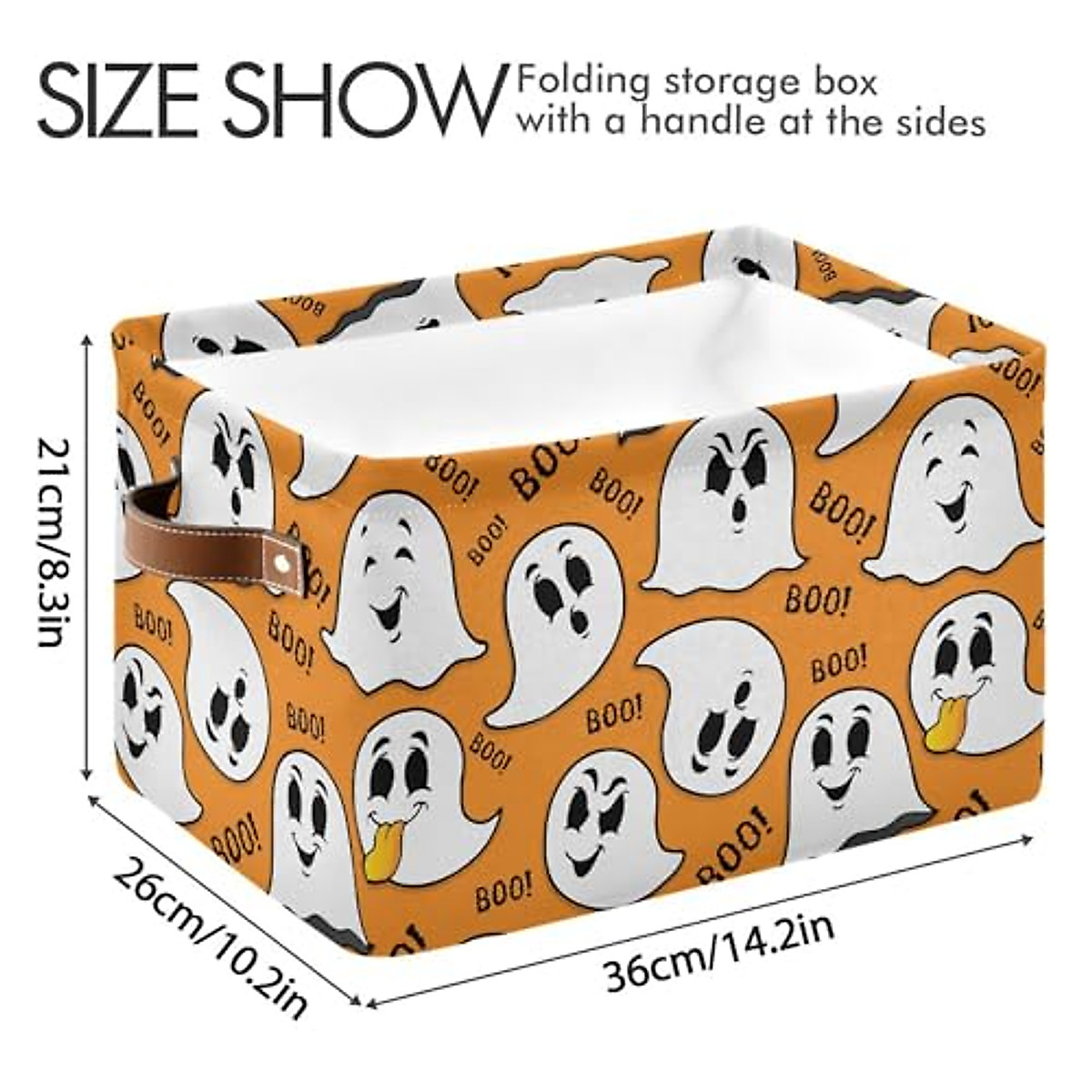 Ghosts Halloween Storage Basket Bins Decorative Toy Organizer Bins Laundry Hamper Baskets with Handles for Playroom Living Bed Room Office Clothes Nursery,1 pcs