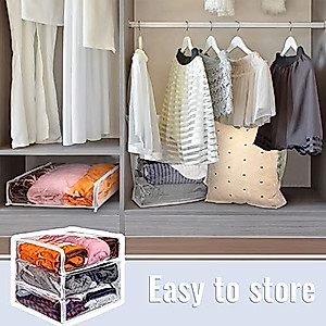 6 Packs Clear Zippered Storage Bags Sweater Storage Bags Plastic Storage Bags for Blankets Clothes Bed Sheet Organizer with Zipper for Closet Linen Sweater Bed Sheet Clothes Pillow (16 x 14 x 4 Inch)