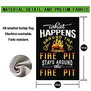 Chengxun Camper Stays Around The Fire Pit Garden Flag Vertical Double Sided, What Happens Around The Fire Pit Holiday Party Yard Outdoor Decoration 12.5*18 inches