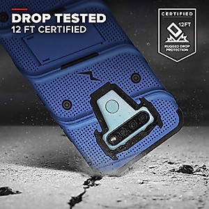 ZIZO Bolt Series for LG K51 / LG Reflect Case with Screen Protector Kickstand Holster Lanyard - Blue & Black