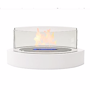 Regal Flame Veranda Ventless Indoor Outdoor Fire Pit Tabletop Portable Fire Bowl Pot Bio Ethanol Fireplace - Realistic Clean Burning Like Gel Fireplaces, or Propane Firepits (White)