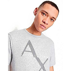A|X ARMANI EXCHANGE mens Tonal and Contrast Logo Core Crew Neck T Shirt, Quilted Logo Heather Grey, XX-Large US