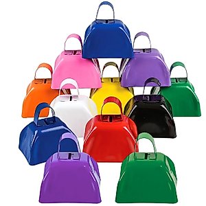 (12) 3 Inch Assorted Color Metal Cowbells