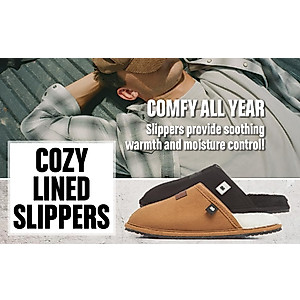 Lucky Brand Boy's Micro-Suede Scuff Slippers, Kids House Shoes with Plush Lining - Tan, Size 13