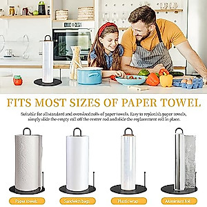 Black Paper Towel Holder Countertop,Kitchen Paper Towel Stand Holder for Standard and Large Size Rolls