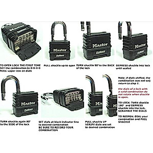 MasterLock 1178D Combination Padlock, Die Cast Body, 3 Pack Black/Silver (Keyed Different)