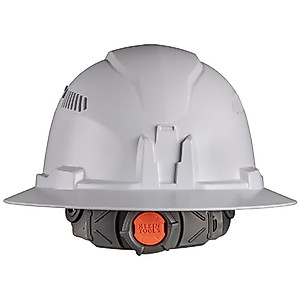Klein Tools 60407 Hard Hat, Light, Vented Full Brim Style, Padded, Self-Wicking Odor-Resistant Sweatband, White