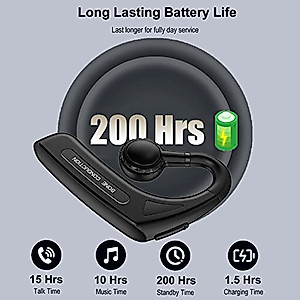 Open Ear Headphones Bluetooth Single Bone Conduction Wireless Earbuds with Earhooks Microphone Earphones Waterproof Long Battery Life Earpiece for Workout Sports Running Android iOS Non Ear Plug Blue