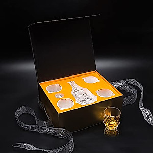 KANARS Whiskey Decanter Sets for Men, 25 Oz Liquor Decanter with 10 Oz Crystal Glasses in Luxury Box for Bourbon Scotch Rum Tequila Vodka, Whisky Gifts for Father's Day Birthday