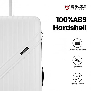 PRIMICIA GinzaTravel Luggage Sets 3 Piece Expandable Suitcases with Wheels PC+ABS Durable Hardside Luggage sets TSA lock (White, 3-Piece Set(20"/25"/29"))