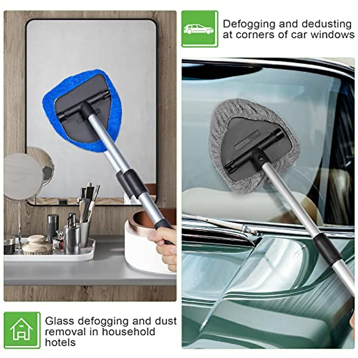 3 Packs Windshield Cleaner Car Window Cleaner Inside Car Windshield Cleaning Tool with Detachable Handle, 9 Reusable Microfiber Pads and 3 Spray Bottles for Interior Car Cleanser Brush Cleaning Kit
