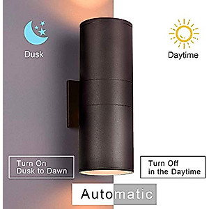 rosykite Outdoor Wall Lights Dusk to Dawn Exterior Lighting Fixtures Wall Mount - 2 Light Bulbs Included, Modern Sconces Wall Lighting- Up Down Exterior Outdoor Lights for Porch, Backyard and Patio
