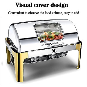 Stainless Steel Chafing Dishes with Lid for Parties, 9L Commercial Food Warmer for Buffet, Buffet Server with 3 Kind of Warming Tray for Holidays, Catering, Home Dinners