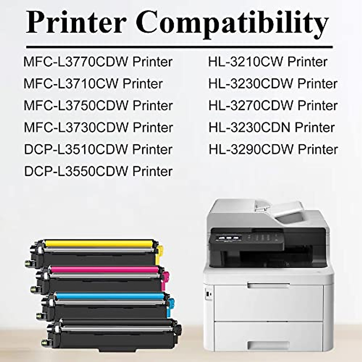 4 Pack TN-227 Toner Compatible TN227 TN227BK TN227C TN227M TN227Y Toner Cartridge Replacement for TN227 Toner Brother HL-3210CW 3230CDW MFC-L3770CDW L3710CW DCP-L3510CDW Printer EAXIUE 1BK+1C+1M+1Y