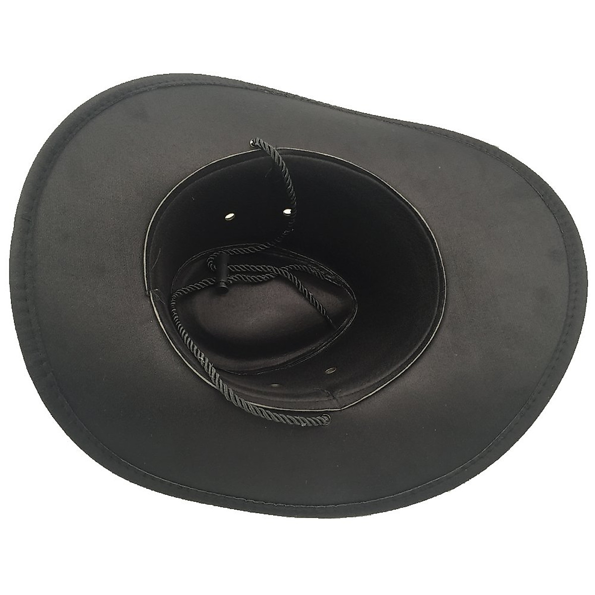 Sandy Ting Men's Outback Faux Felt Wide Brim Western Cowboy Hat (Black)